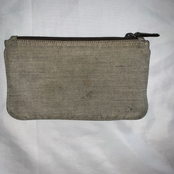 Prada | Bags | Prada Zip Top Pouch Makeupbag Clutch Tan Linen | Poshmark